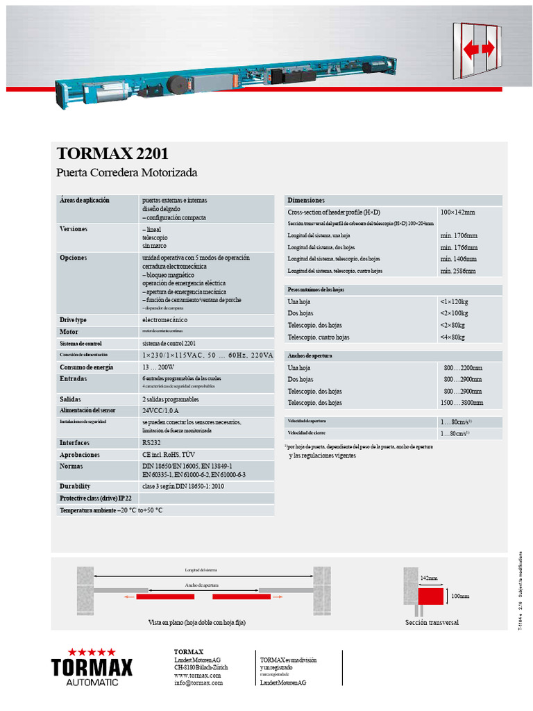 TORMAX 2201: Puerta Corredera Motorizada | PDF