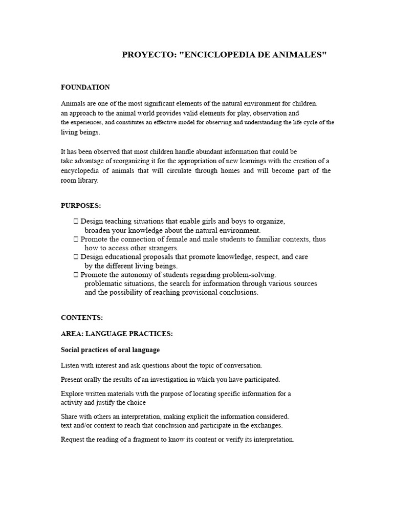 Animal Encyclopedia Project | PDF | Knowledge | Information