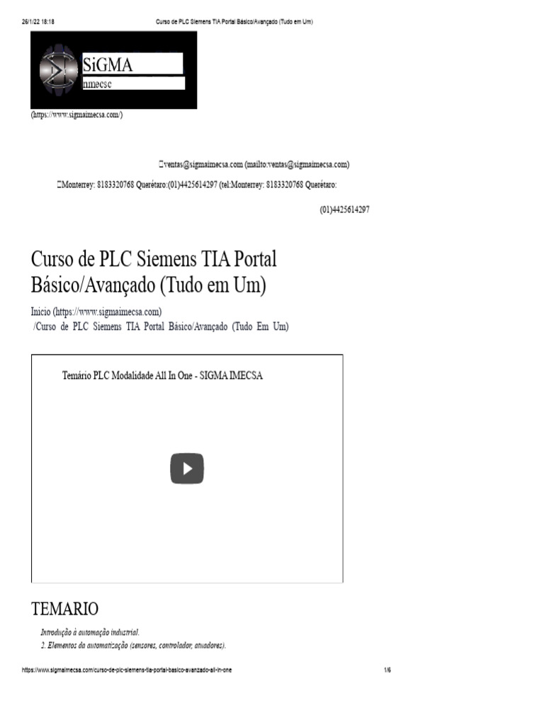 Curso de PLC Siemens TIA Portal Básico_Avançado (Tudo em Um) _ | PDF ...