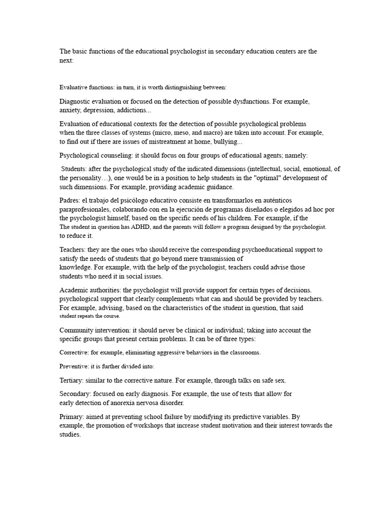 Function of Educational Psychologist in Secondary Education | PDF ...