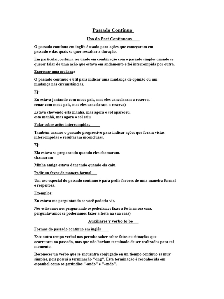 Passado Contínuo | PDF | Linguística | Famílias linguísticas
