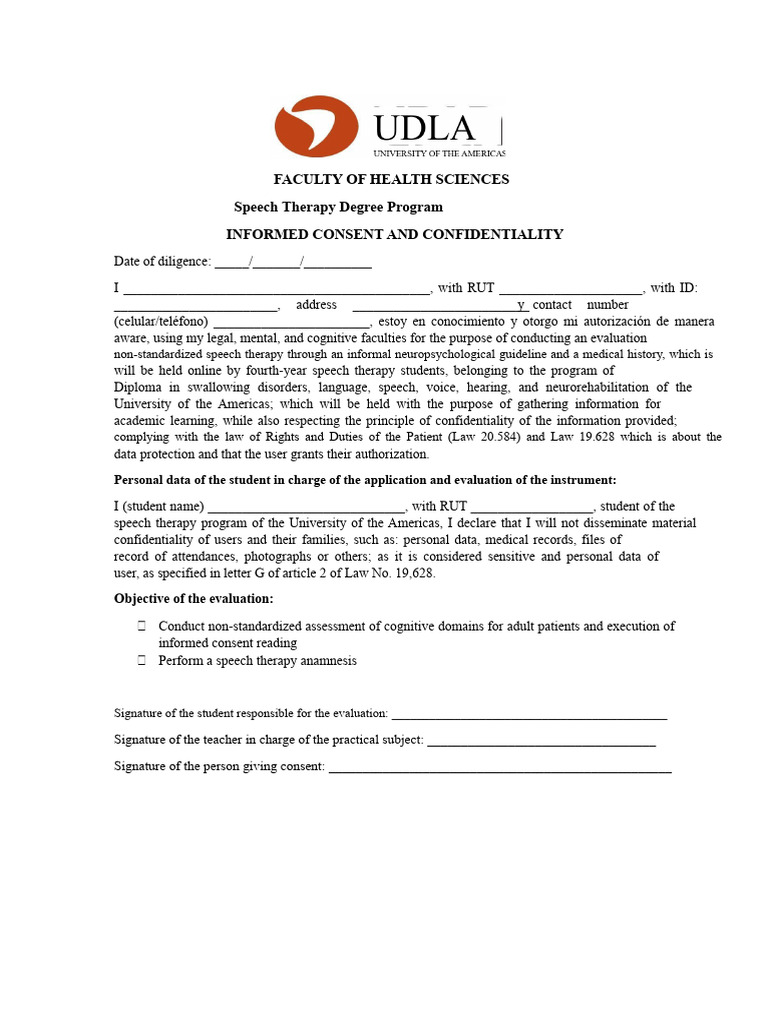 Speech Therapy Informed Consent Form | PDF