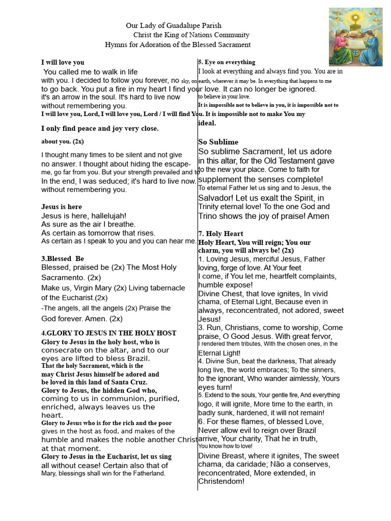 Hymns for Eucharistic Adoration | PDF | Eucharist | Glory (Religion)