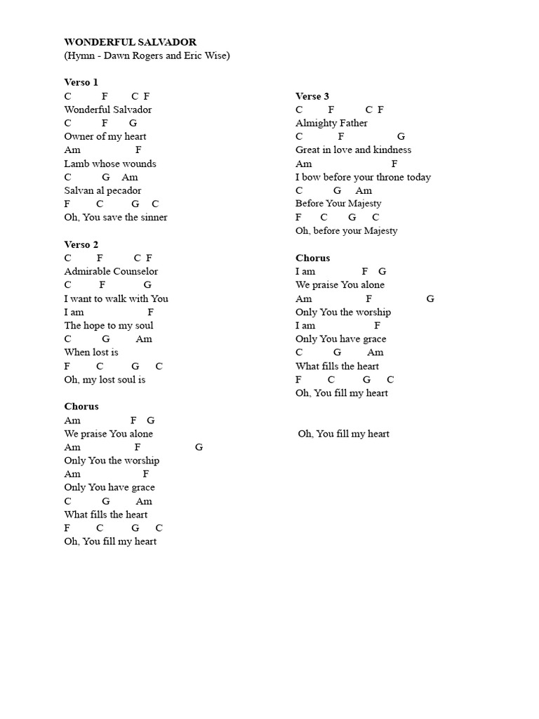 Wonderful Savior (Chords) | PDF