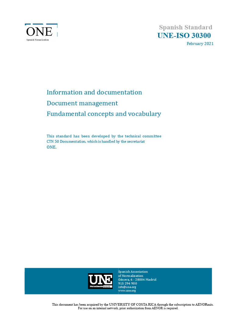 UNE-ISO 30300 2021 | PDF | System | Records Management