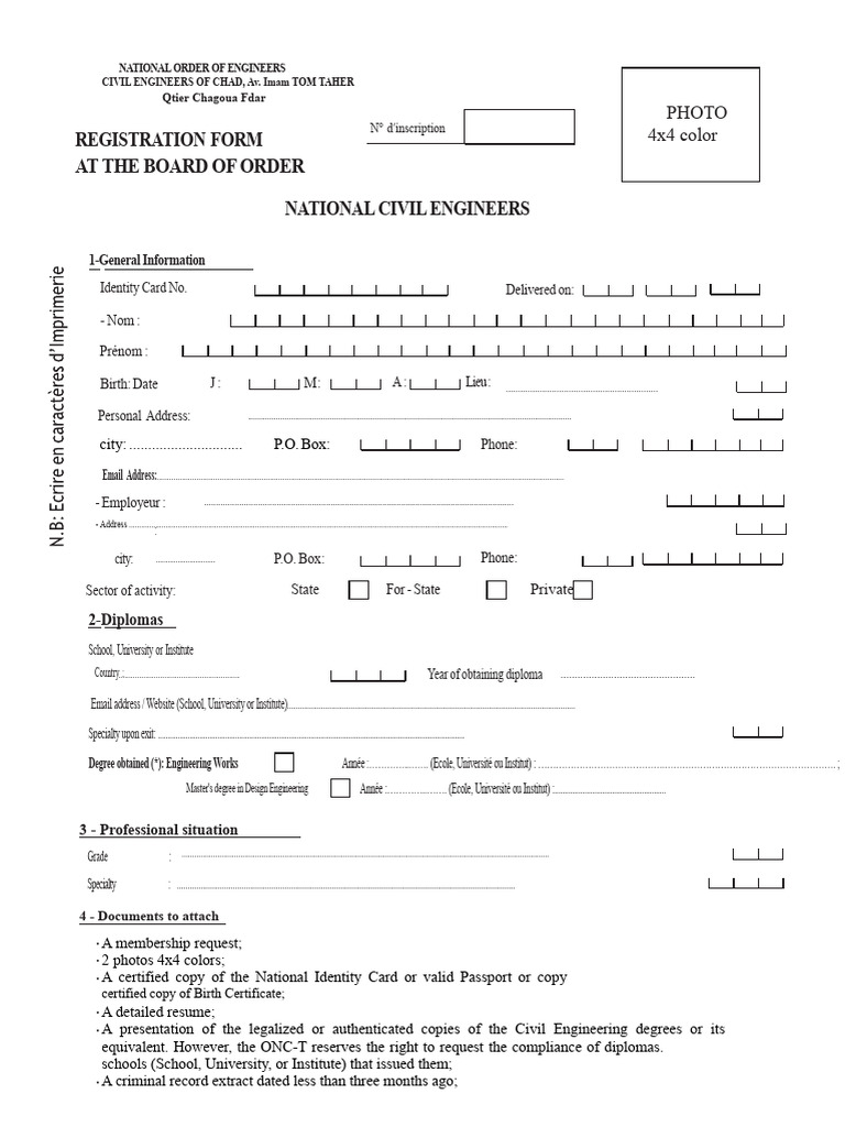 Registration Forms - ICN ORDER OF CIVIL ENGINEERS | PDF | Identity ...
