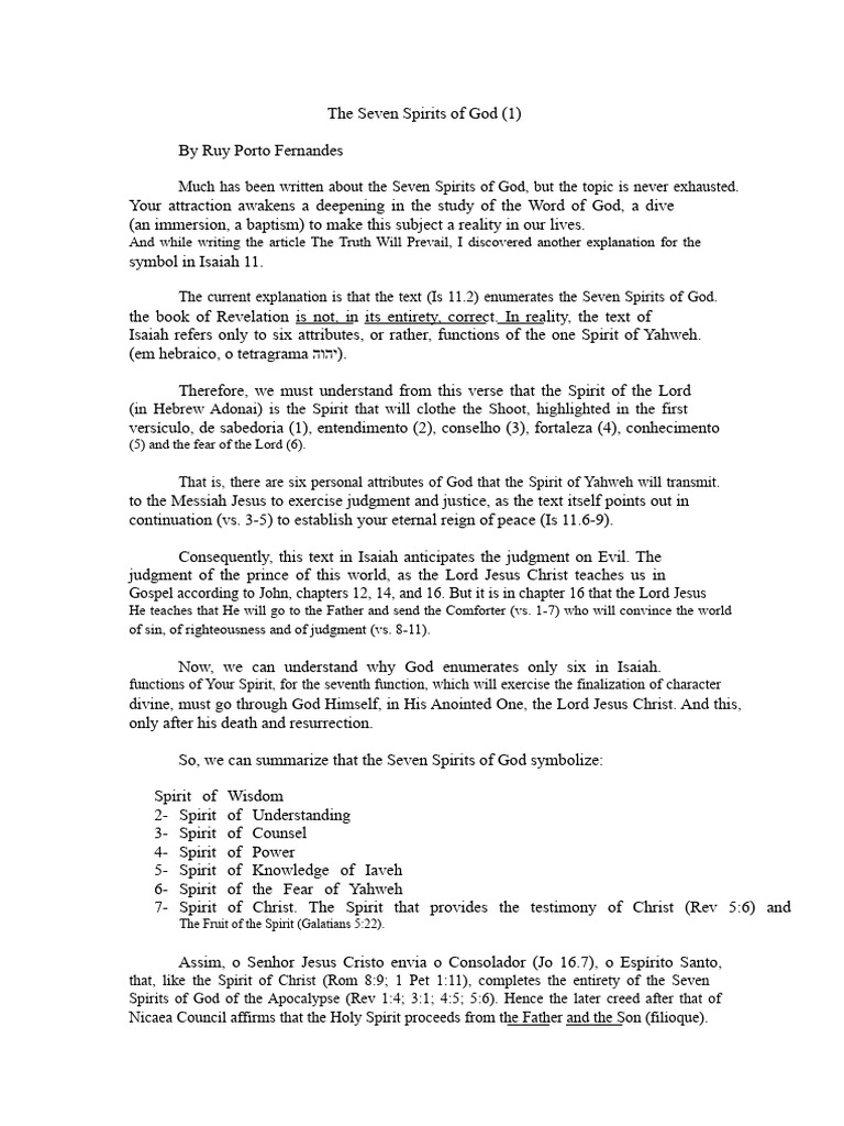 Understanding the Seven Spirits of God | PDF | God | Jesus