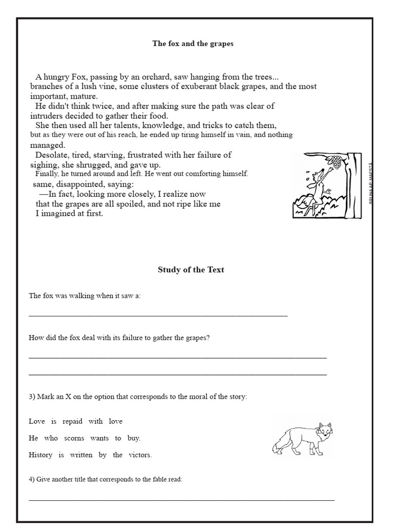 The Fox and the Grapes Fable Analysis | PDF