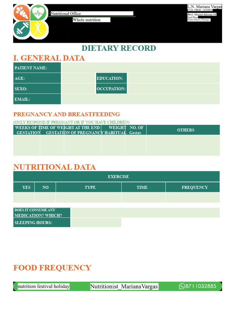 Current Nutritional Clinical History | PDF