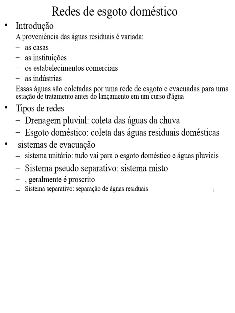 Capítulo 6 Redes de Esgoto Doméstico Aula 2 | PDF | Águas residuais | Água