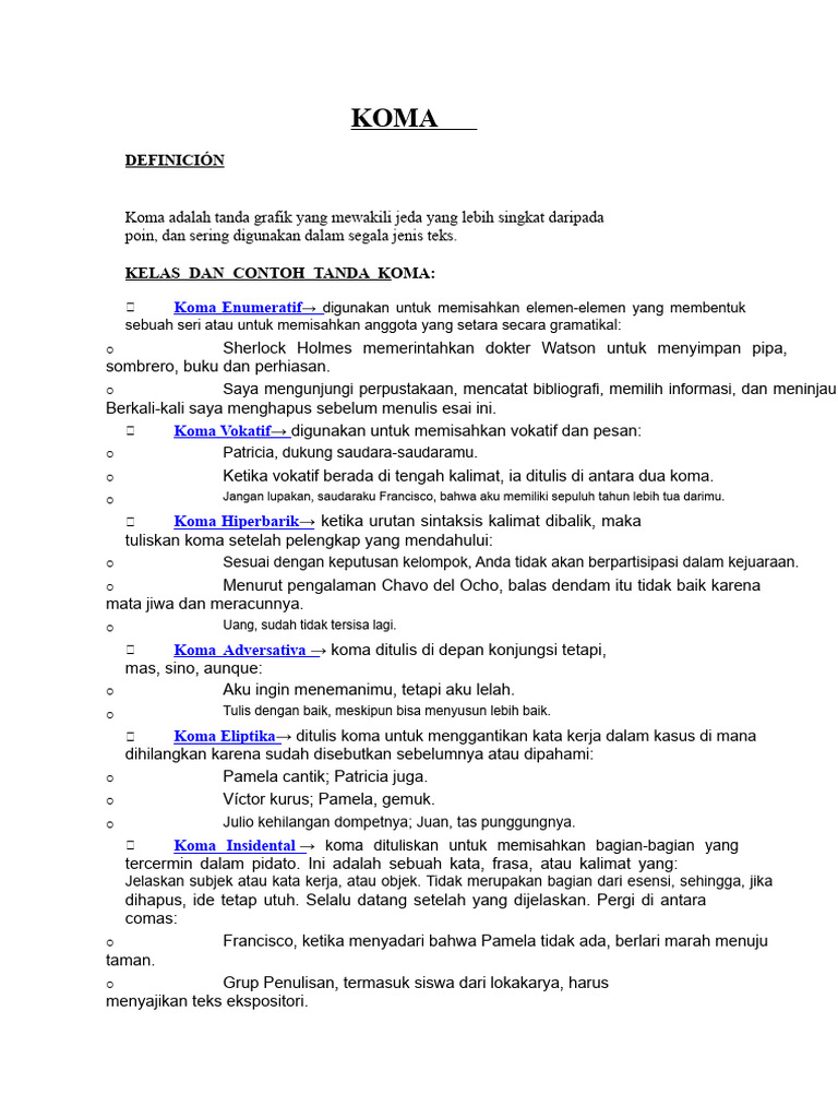 Panduan Lengkap Penggunaan Koma | PDF