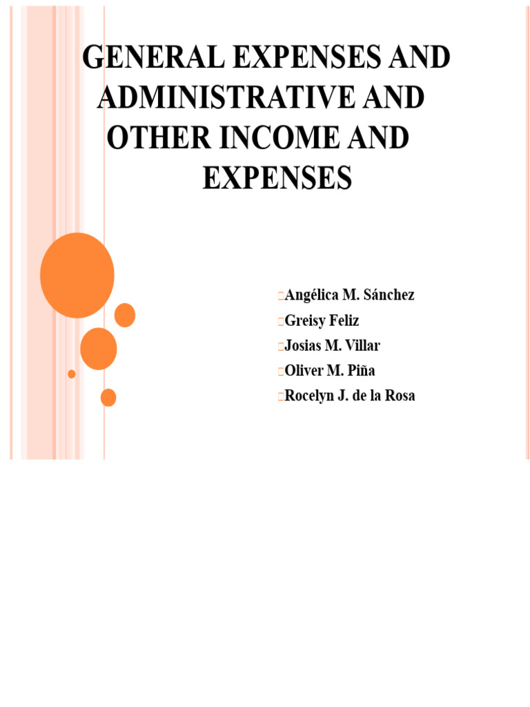 General and Administrative Expenses and Other Income and (1) | PDF ...
