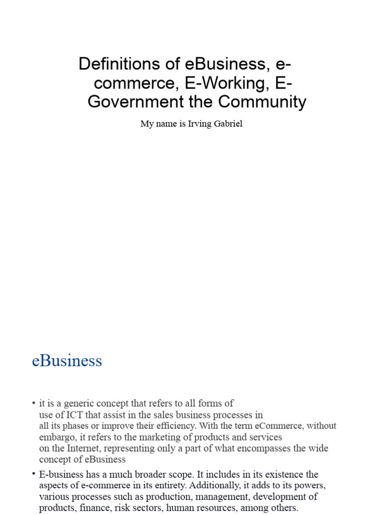 Definitions of E-Business, E-Commerce, E-Working, | PDF | E Commerce ...