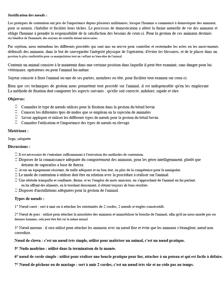 Types de nœuds pour la contention animale | PDF | Domestication | Nœud