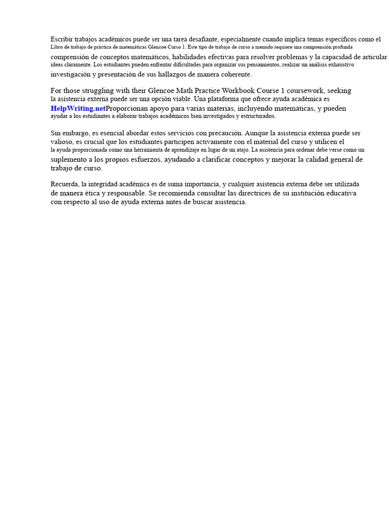 Cuaderno de Práctica de Matemáticas Glencoe Curso 1 | PDF | Matemáticas ...