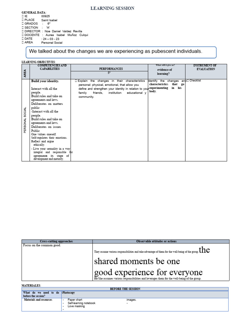 Puberty Changes Learning Session | PDF | Emotions | Learning