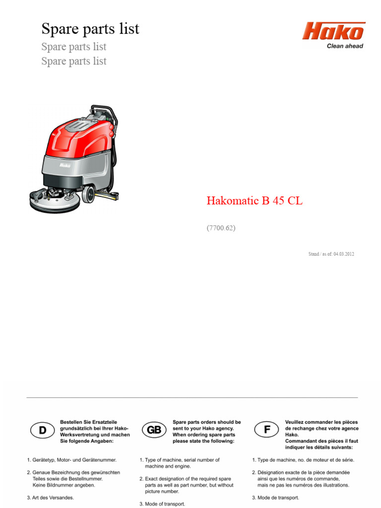 Hakomatic B 45 CL | PDF | Screw | Washer (Hardware)