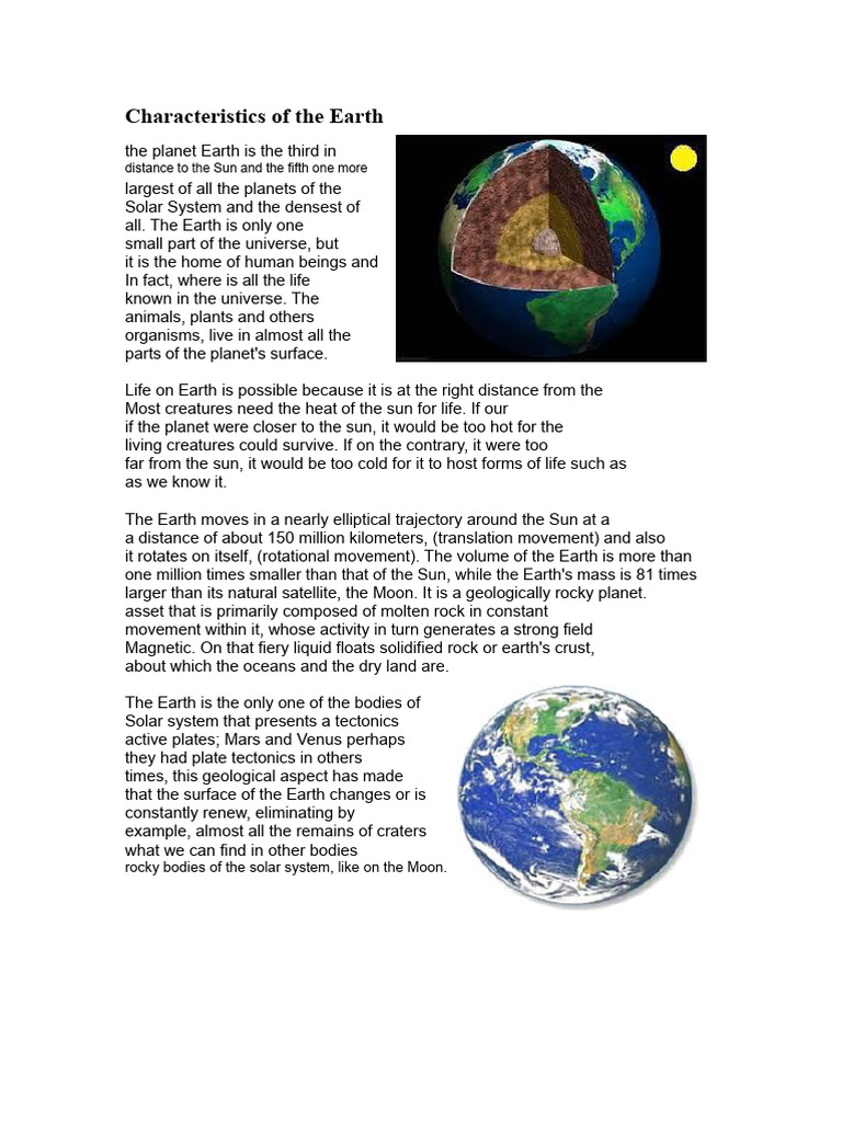 Earth: Characteristics and Life Support | PDF