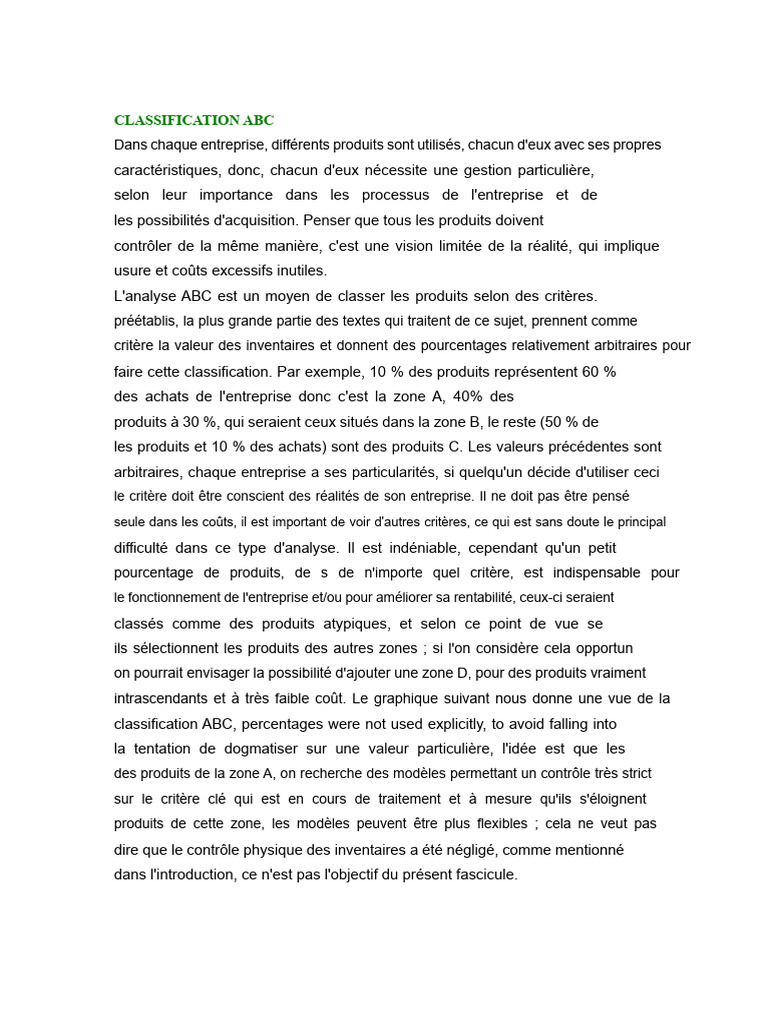 Gestion des Inventaires : Méthode ABC | PDF | Inventaire | Business