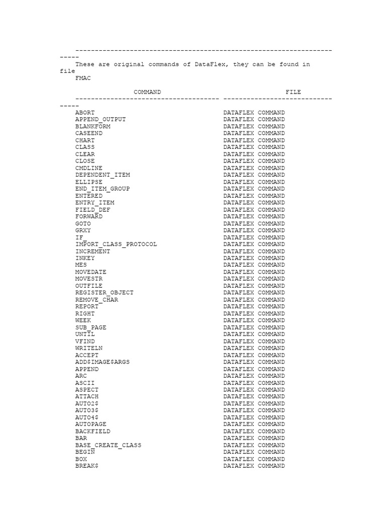 DataFlex Command Reference Guide | PDF | Computer Architecture ...