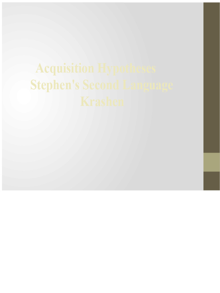 Krashen's Second Language Acquisition Theories | PDF