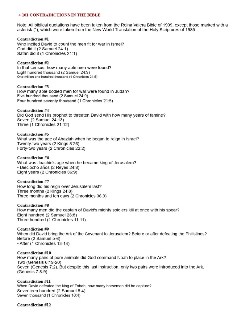 Bible Contradictions Explained: 101 Cases | PDF | Jesus | Akhenaten