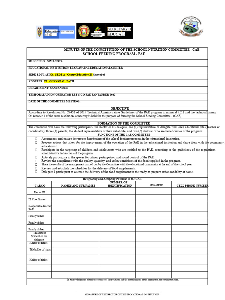Model Minutes of CAE Formation 2022 | PDF
