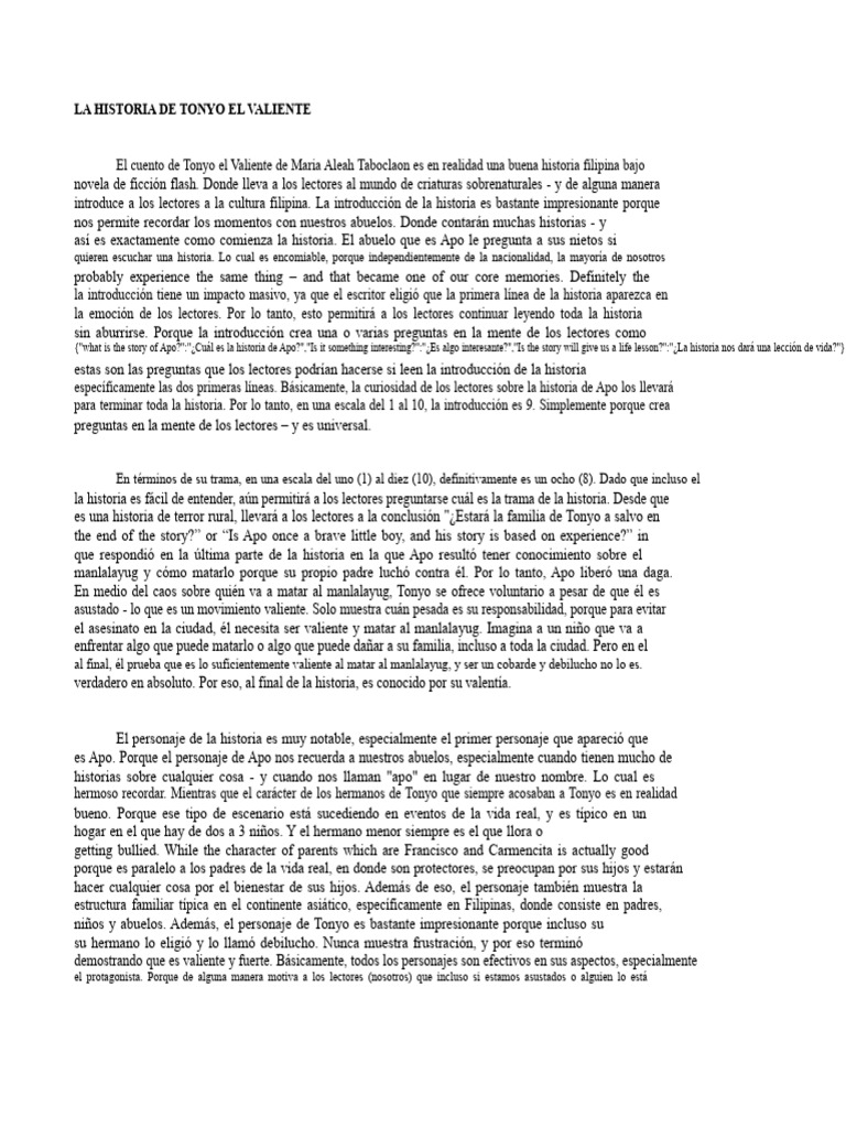La Historia de Tonyo El Valiente... | PDF | Novelas | Amor