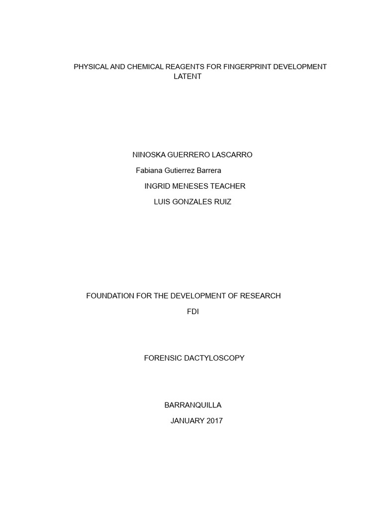 Fingerprint Development Reagents Guide | PDF | Fingerprint