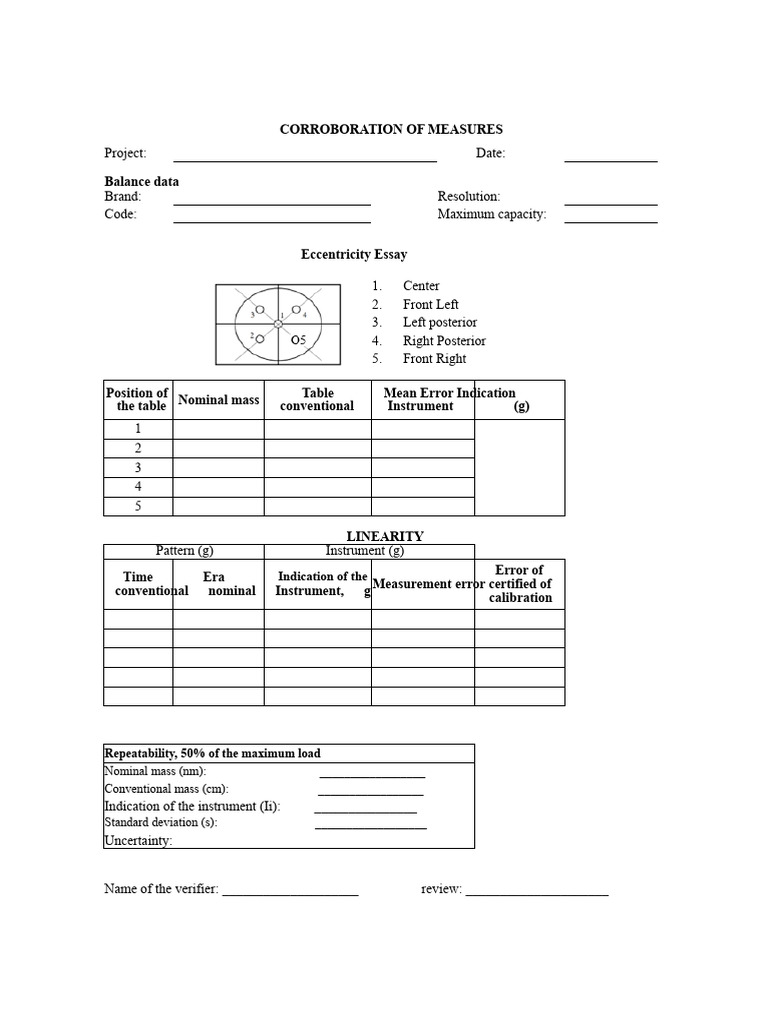 Balance Calibration and Verification Report | PDF | Calibration ...