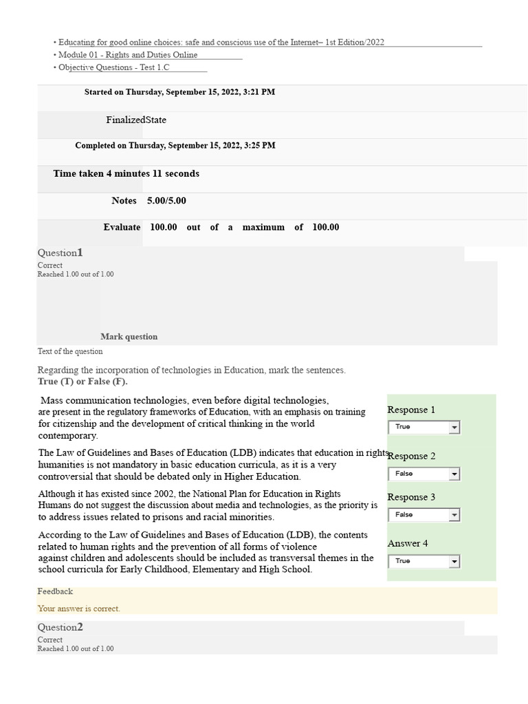 Educating for good online choices_Module1_test C | PDF | Curriculum ...