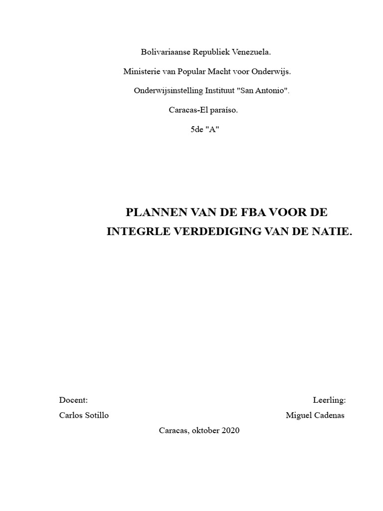 Plannen Van de FBA Voor de Integrale Verdediging Van de Natie PDF | PDF