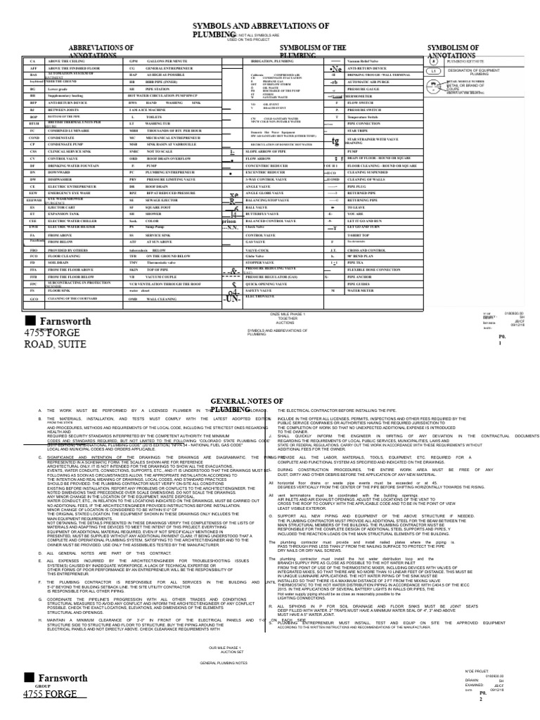 Plumbing Symbols and Abbreviations Guide | PDF | Plumbing | Water Heating