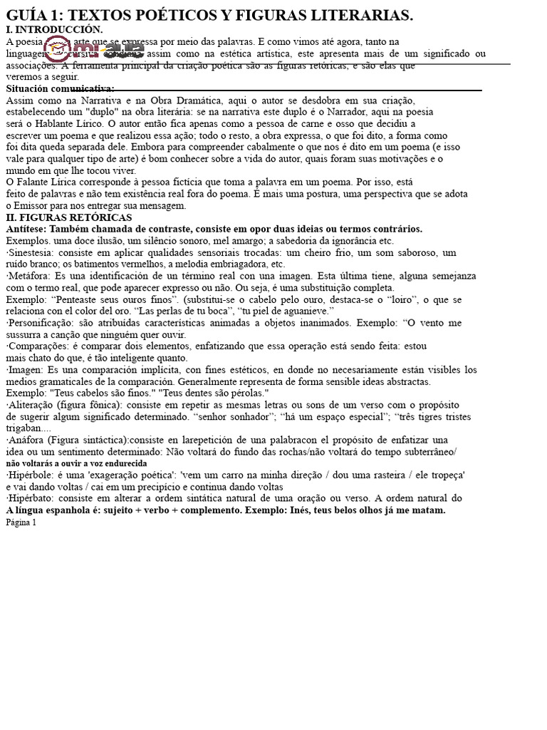 GUIA_1_TEXTOS_POETICOS_E_FIGURAS_LITERARIAS | PDF | Poesia | Narrativa