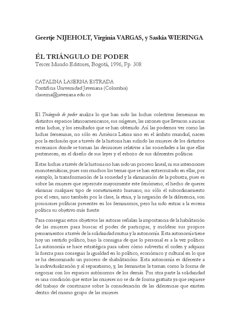 El Triángulo de Poder y Feminismo | PDF | Mujer | Feminismo