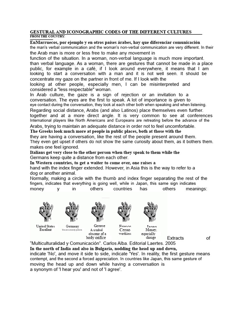 GESTURAL AND ICONOGRAPHIC CODES OF THE DIFFERENT CULTURES OF THE ...
