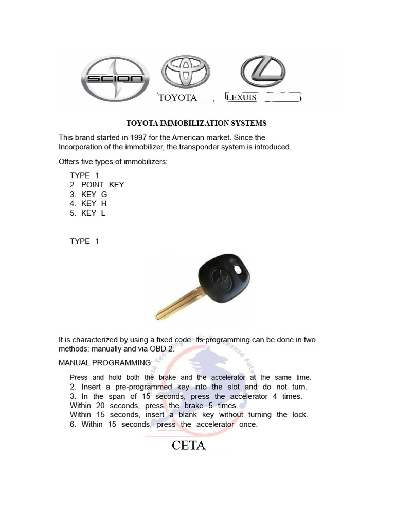Toyota Immobilizer Systems Overview | PDF