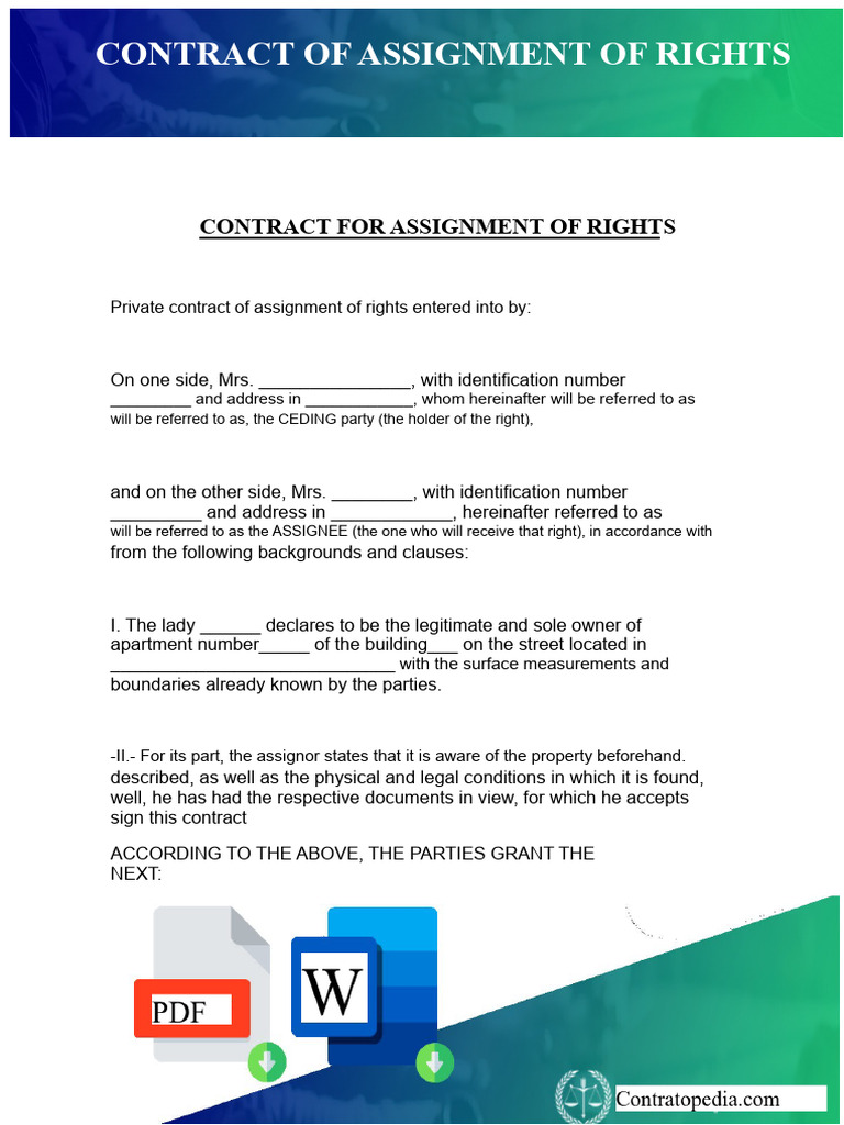 Assignment of Rights Contract Template | PDF | Assignment (Law ...