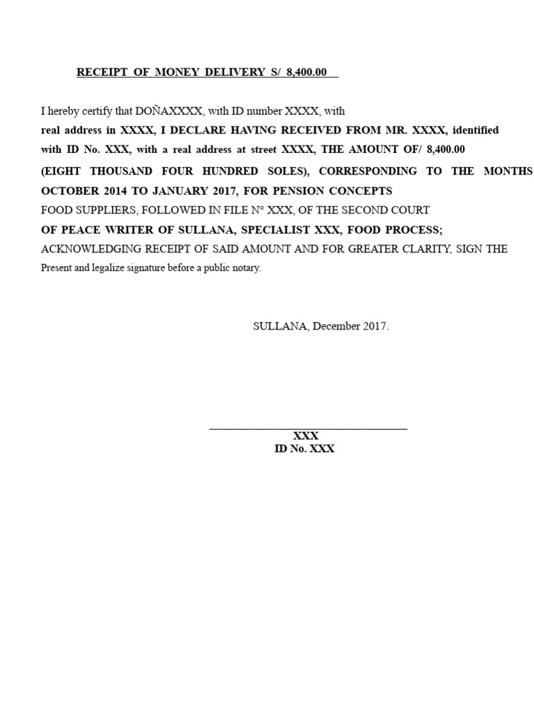 Certificate of Money Delivery | PDF