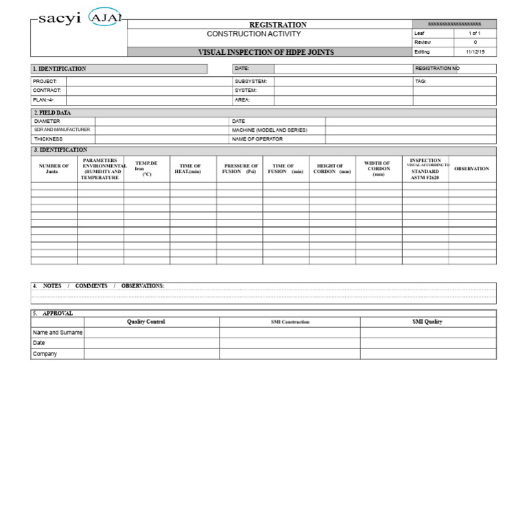 Visual Inspection of HDPE Joints Report | PDF | Applied And ...