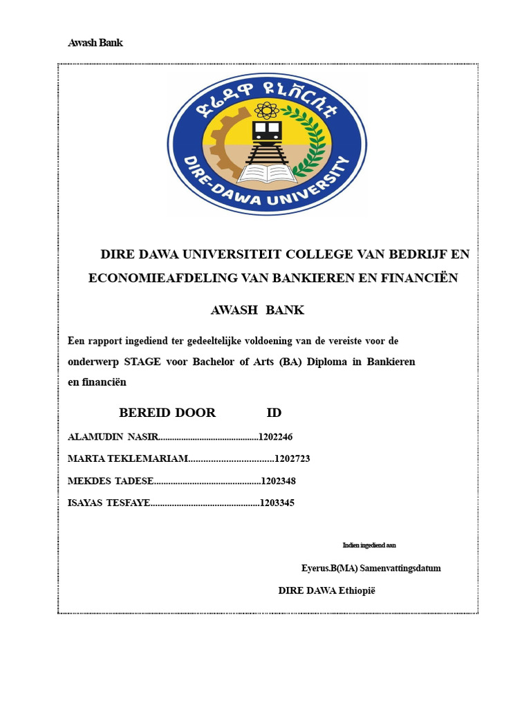 Awash Bank Dire filiaal | PDF