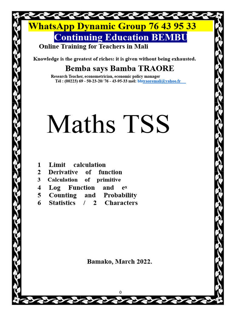 Maths BAC TSS | PDF | Asymptote | Function (Mathematics)