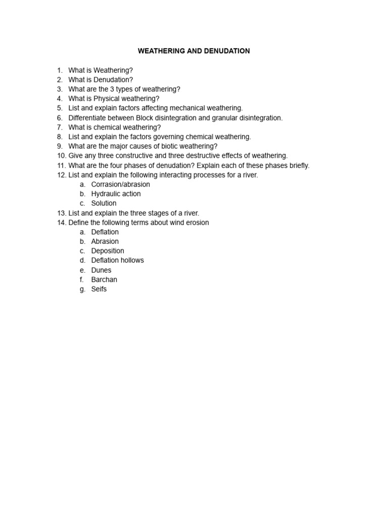 Weathering and Denudation Explained | PDF