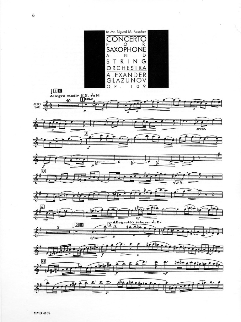 格拉祖诺夫concerto 【Op.109】萨克斯协奏曲【萨克斯部】 | PDF