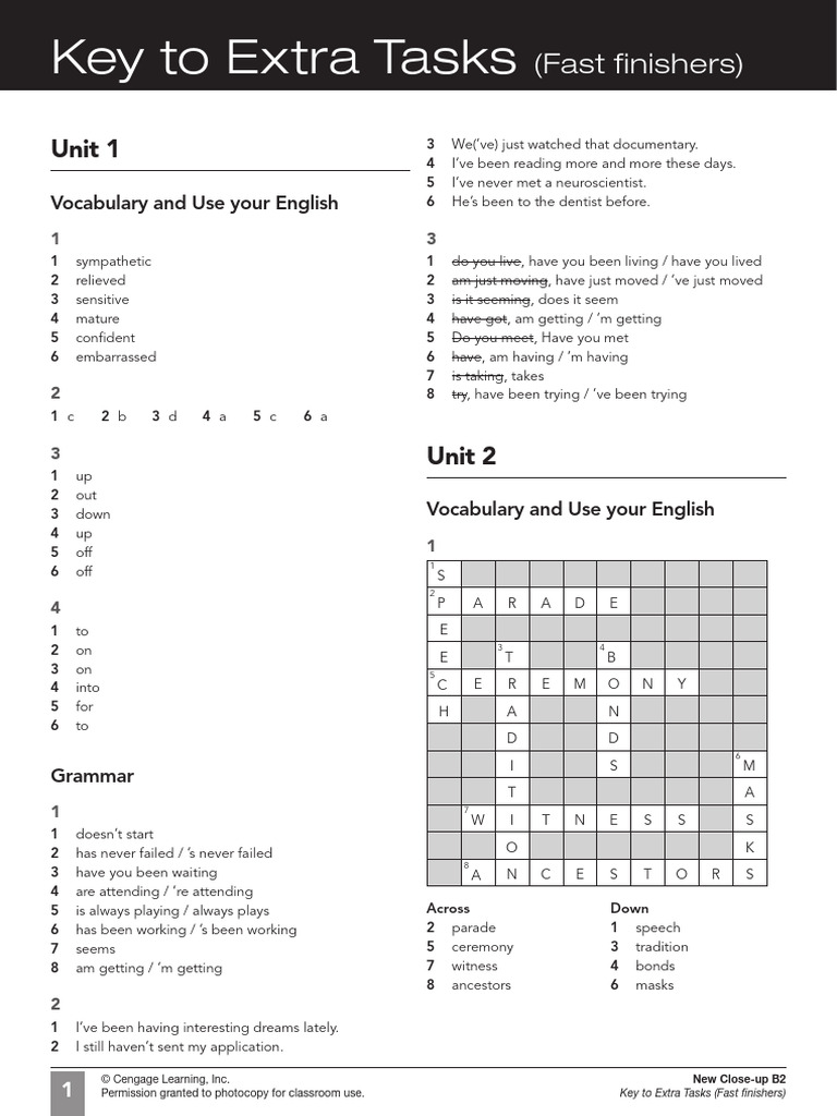 B2 Key To Extra Tasks (Fast Finishers) | PDF