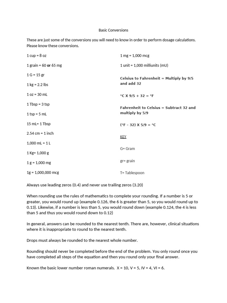 Basic Conversions | PDF