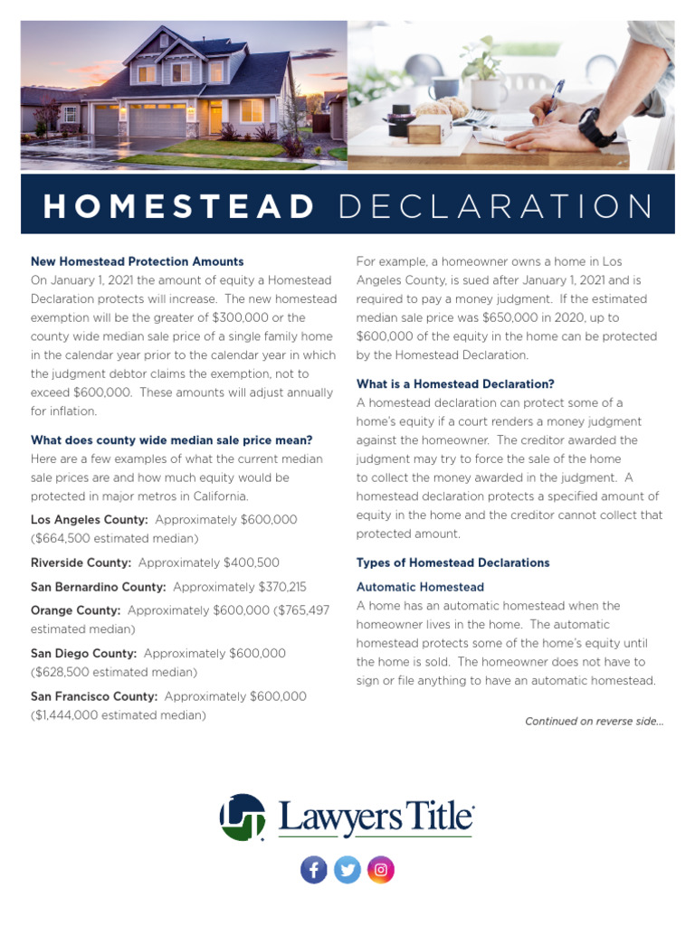 Updated California Homestead Exemption | PDF | Foreclosure | Real ...