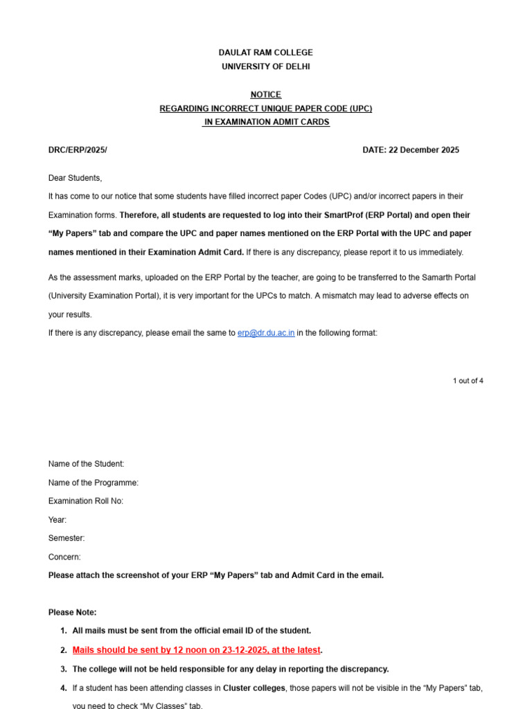 NOTICE for Students | PDF