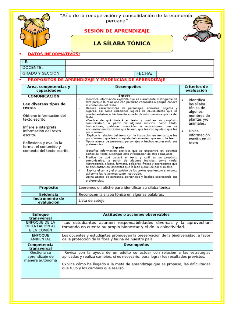 COM LA SILABA TÓNICA | PDF | Aprendizaje | Información