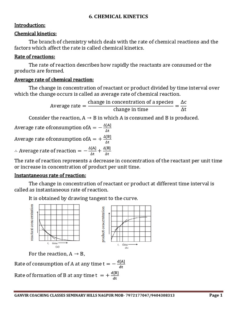 Chemical Kinetics Overview and Concepts | PDF | Reaction Rate ...